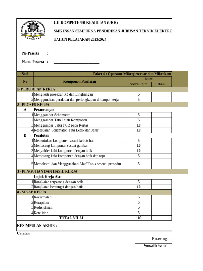Jadwal Dan Penilaian TEI | PDF