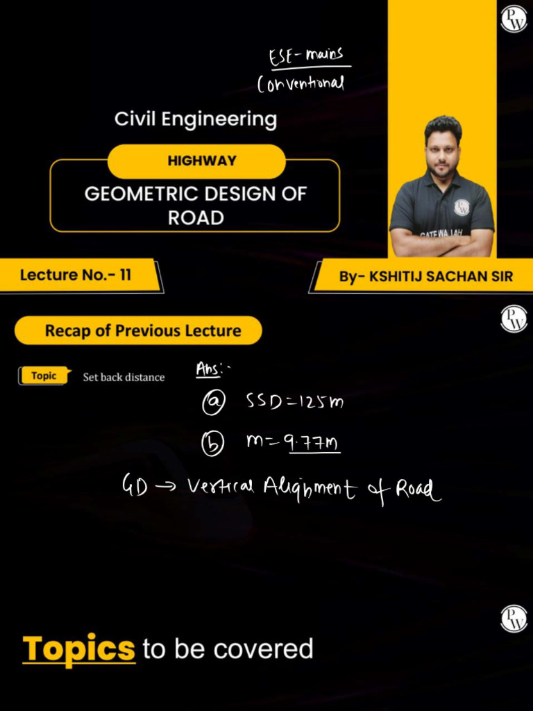 Geometric Design of Road 11 - Class Notes PDF | PDF