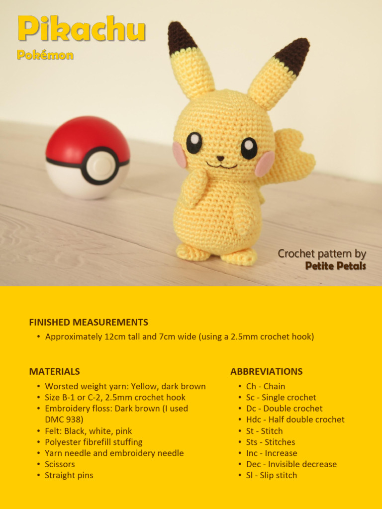 CROCHETPATTERN Pikachu | PDF | Crochet | Sewing Needle