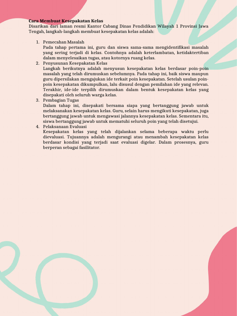 Contoh Kesepakatan Kelas | PDF