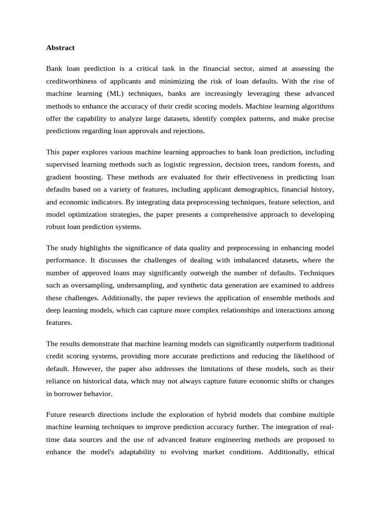Bank Loan Prediction Using Ml Pdf Machine Learning Artificial