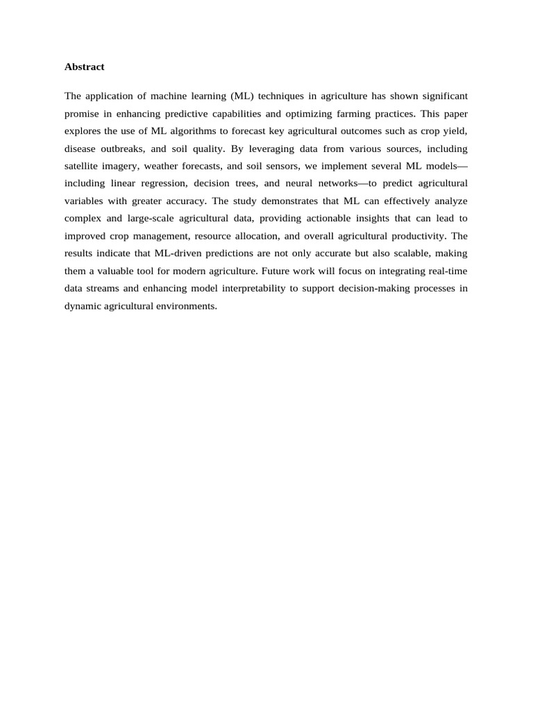 Agriculture Prediction Using Machine Learning 1108 Pdf Machine Learning Software Testing 