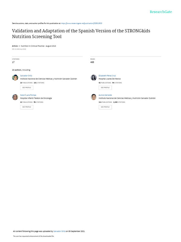 Ort-z-Guti-rrez Et Al-2018-Nutrition in Clinical Practice | PDF | Validity (Statistics ...