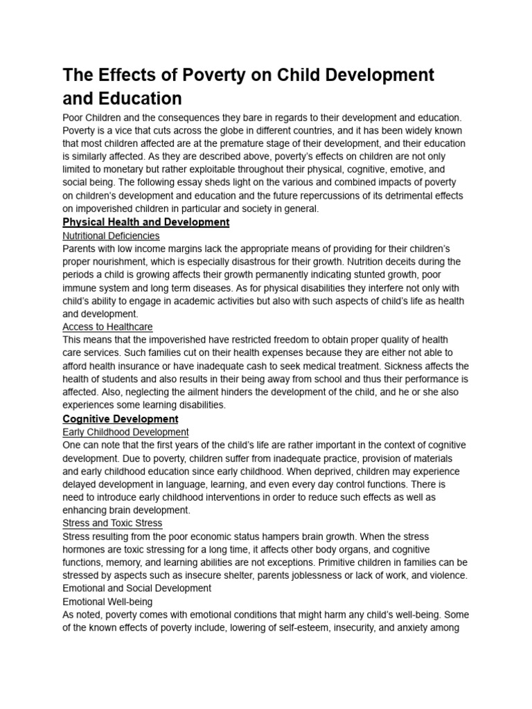 The Effects of Poverty On Child Development and Education | PDF ...