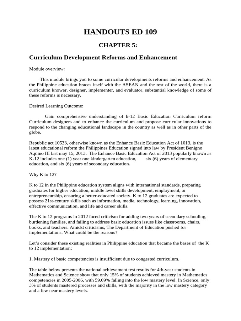 HANDOUTS-ED-109 | PDF | Educational Assessment | Curriculum