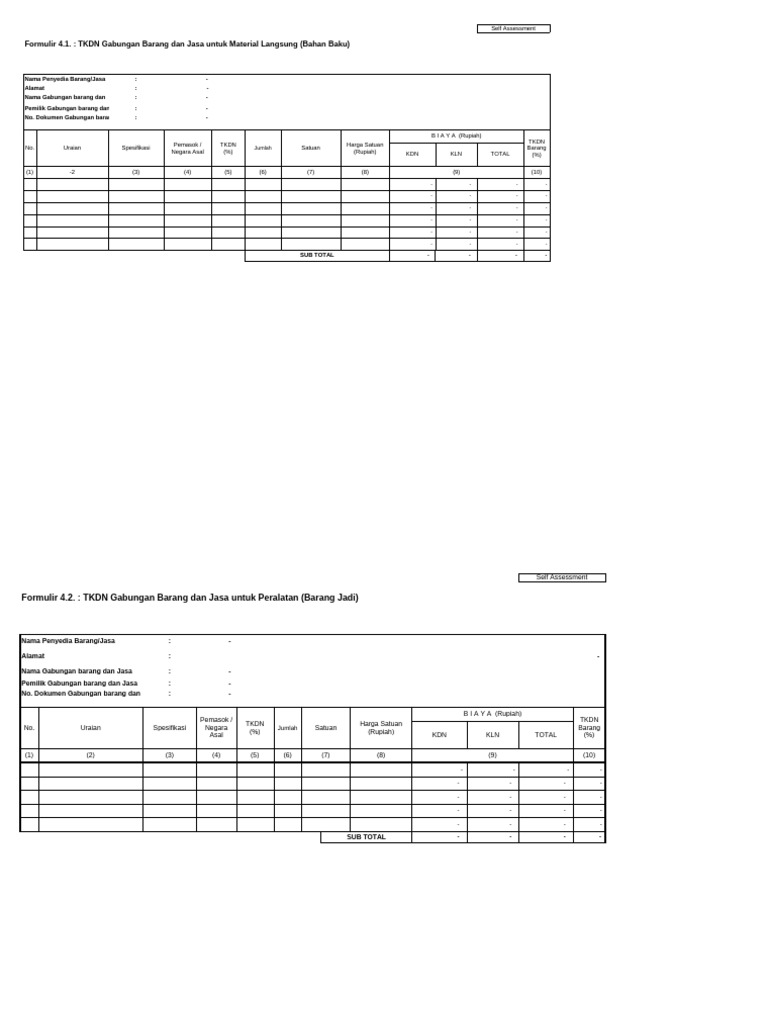 4d. Form Isian TKDN Barang & Jasa | PDF