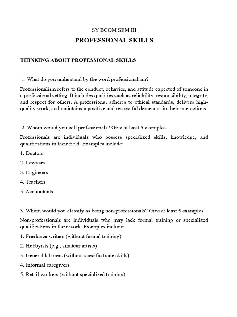 PROFESSIONAL SKILLS | PDF | Integrity | Reflective Practice