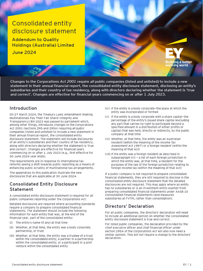 Subsidiary Disclosure Statement External - Quality Holdings Addendum 30 ...