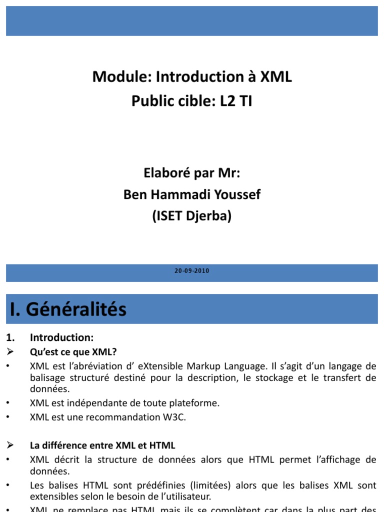 Introduction au langage XML | PDF | XML | Langage de balisage
