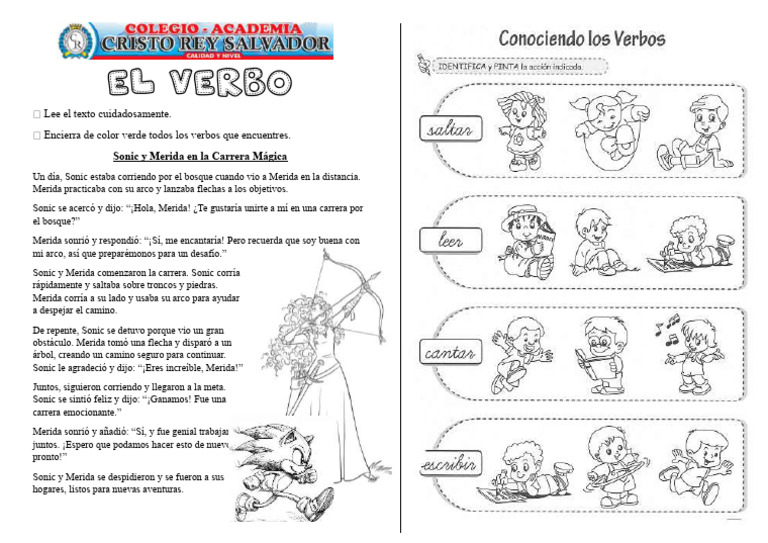 Verbos - Merida y Sonic - Colorear | PDF