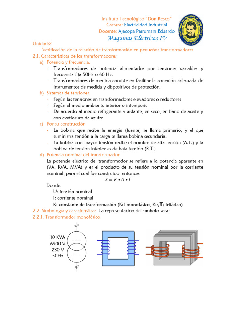 UNIDAD 2.2 | PDF | Transformador | Inductor