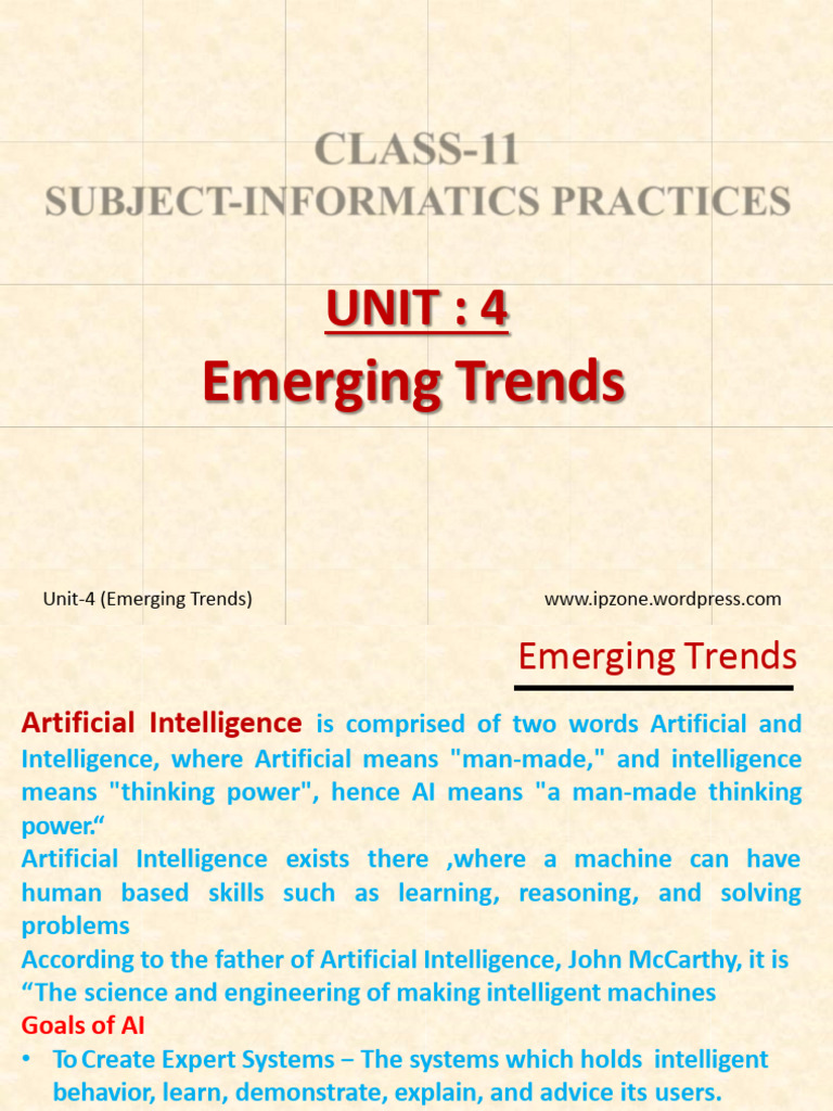 11th IP Unit-4 Emerging Trends | PDF | Augmented Reality | Cloud Computing