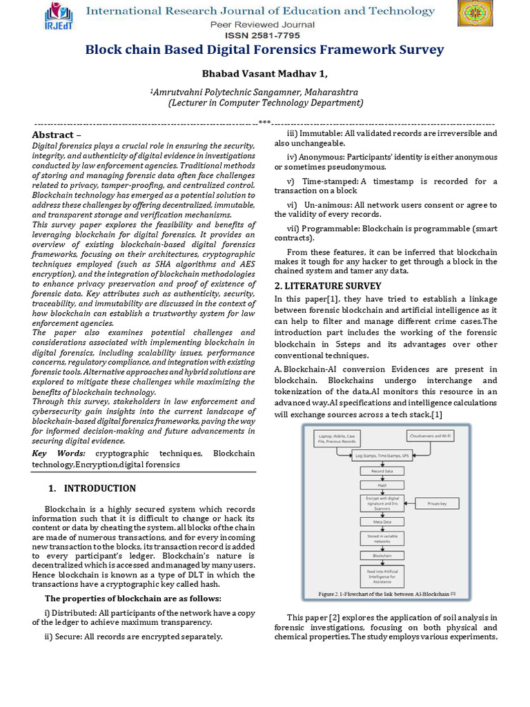 Block Chain Based Digital Forensics Framework Survey | PDF | Digital Forensics | Cryptography