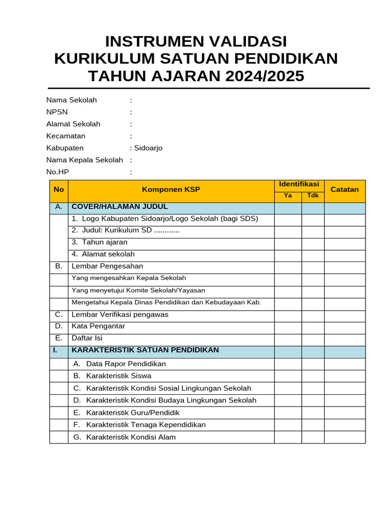 Instrumen Validasi KSP-SD 2024 | PDF | Karier & Perkembangan