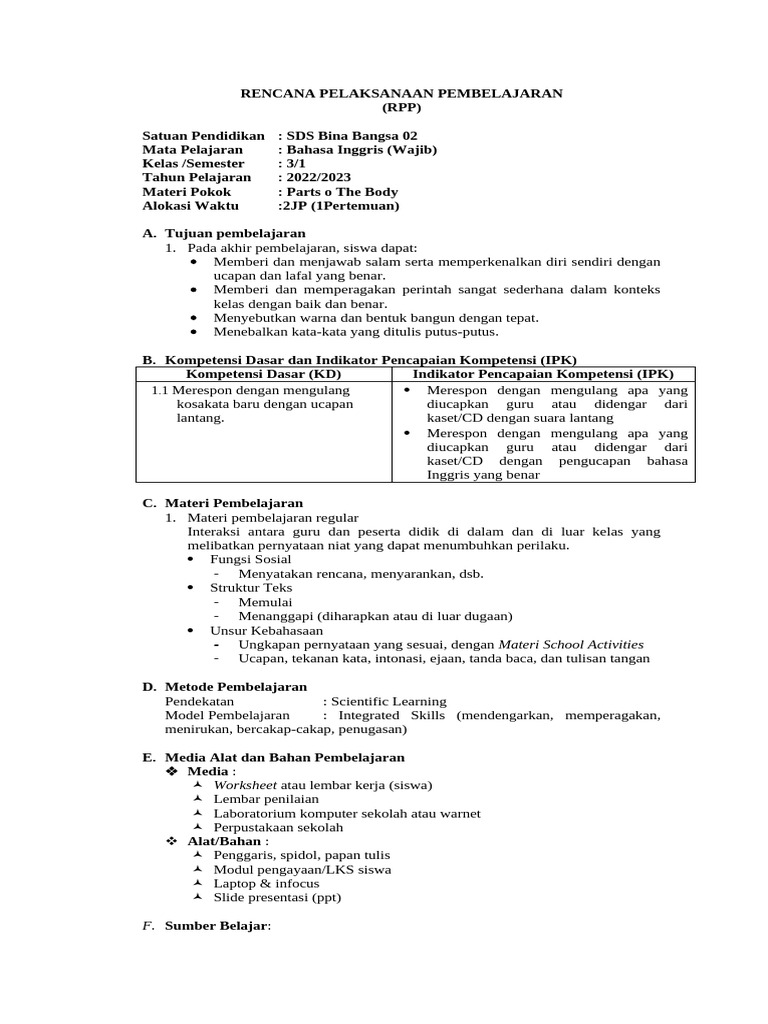RPP Kelas 3 SD | PDF | Karier & Perkembangan