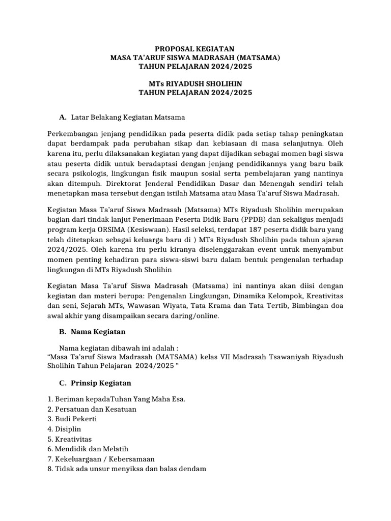 Proposal Matsama MTs 2024/2025 | PDF