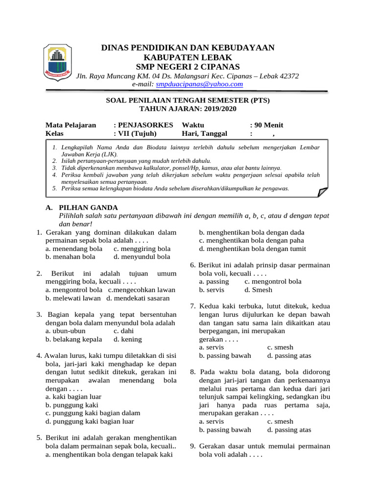 UTS 7 Penjas 2019 Baru | PDF