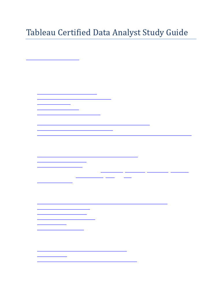 Data-Analyst-Study-Guide-Tableau Certified Data Analyst Study Guide - Links | PDF | Data ...