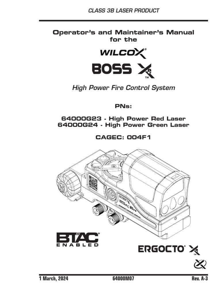 Wilcox BOSS Xe Operator Manual | PDF | Infrared | Laser