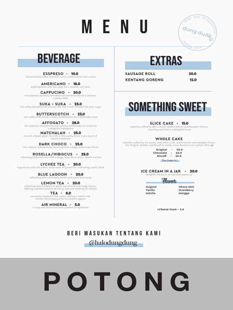 (2x) A3 ArtCarton (Potong) - MENU | PDF | Drink | Tea