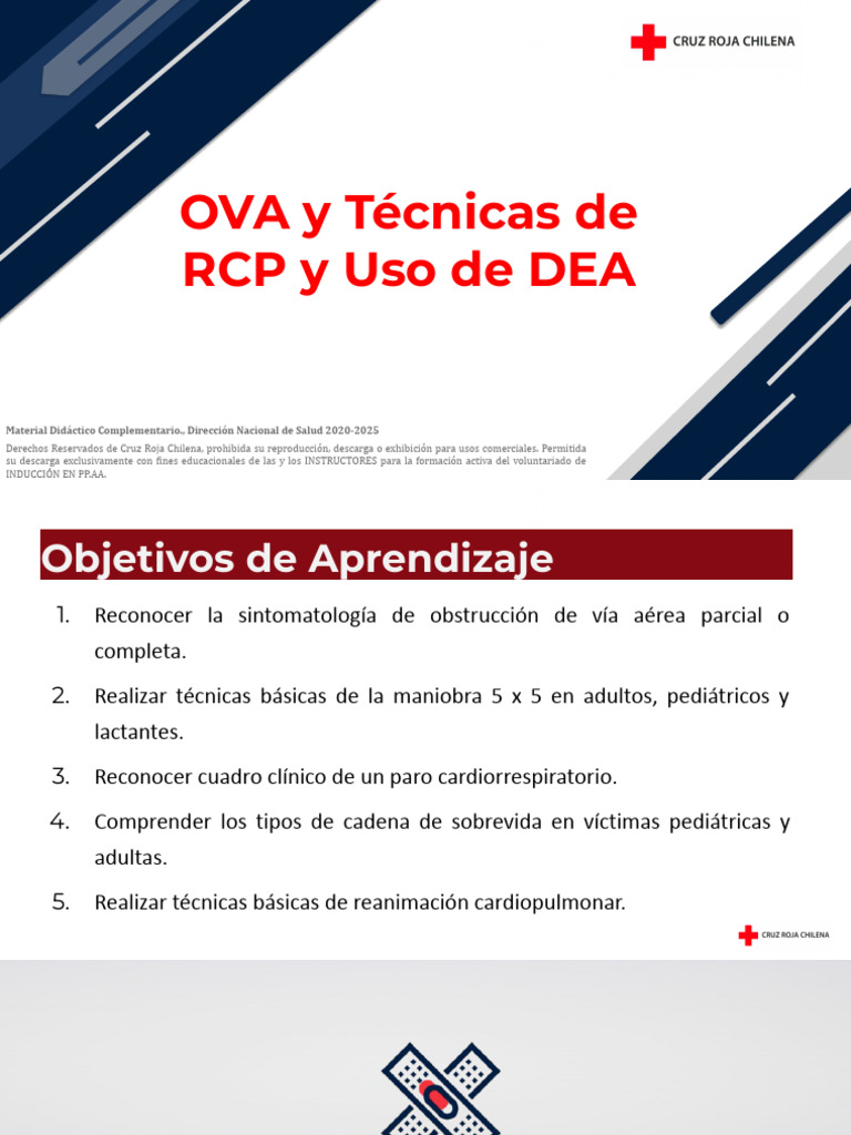 OVA y Técnicas de RCP y uso de DEA.pptx | PDF | Reanimación cardiopulmonar | Paro cardíaco