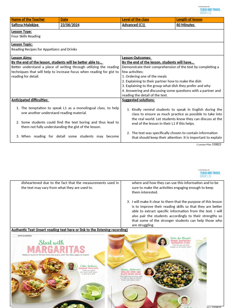 2.A3 Template Aug 2023 | PDF | Lesson Plan | Reading Comprehension