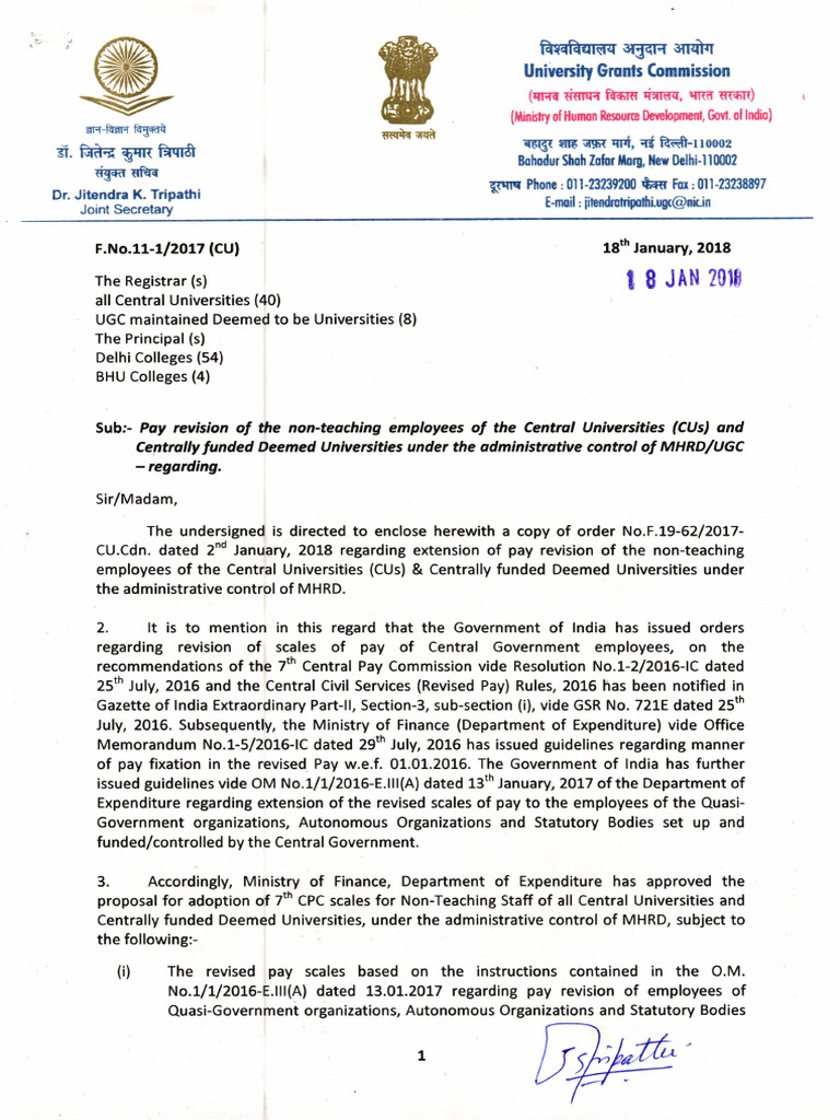 Pay Revision of Non Teaching Employees | PDF