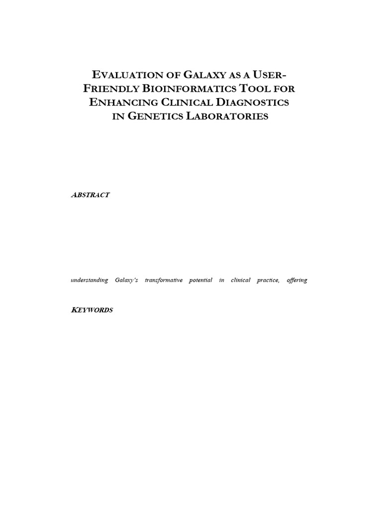 Evaluation of Galaxy As A User-Friendly Bioinformatics Tool For ...