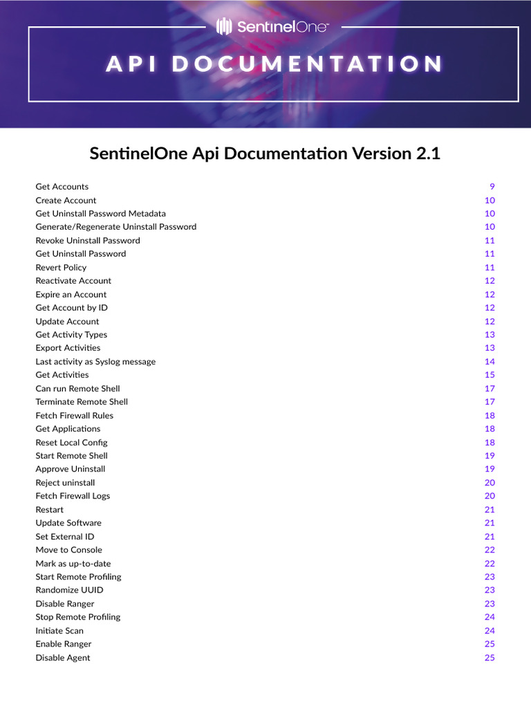 SentinelOne Api Documentation Version 2 1 | PDF | Command Line ...