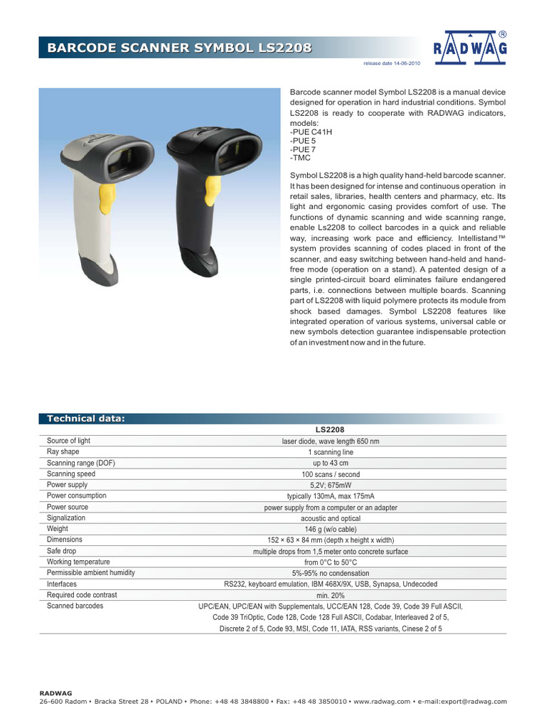 Folder Skaner ls2208 | PDF | Image Scanner | Barcode