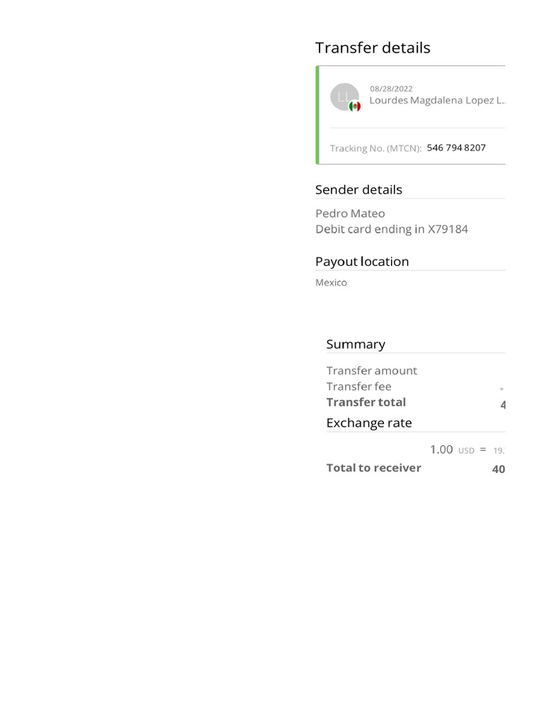 Transfer Details 5467948207 | PDF