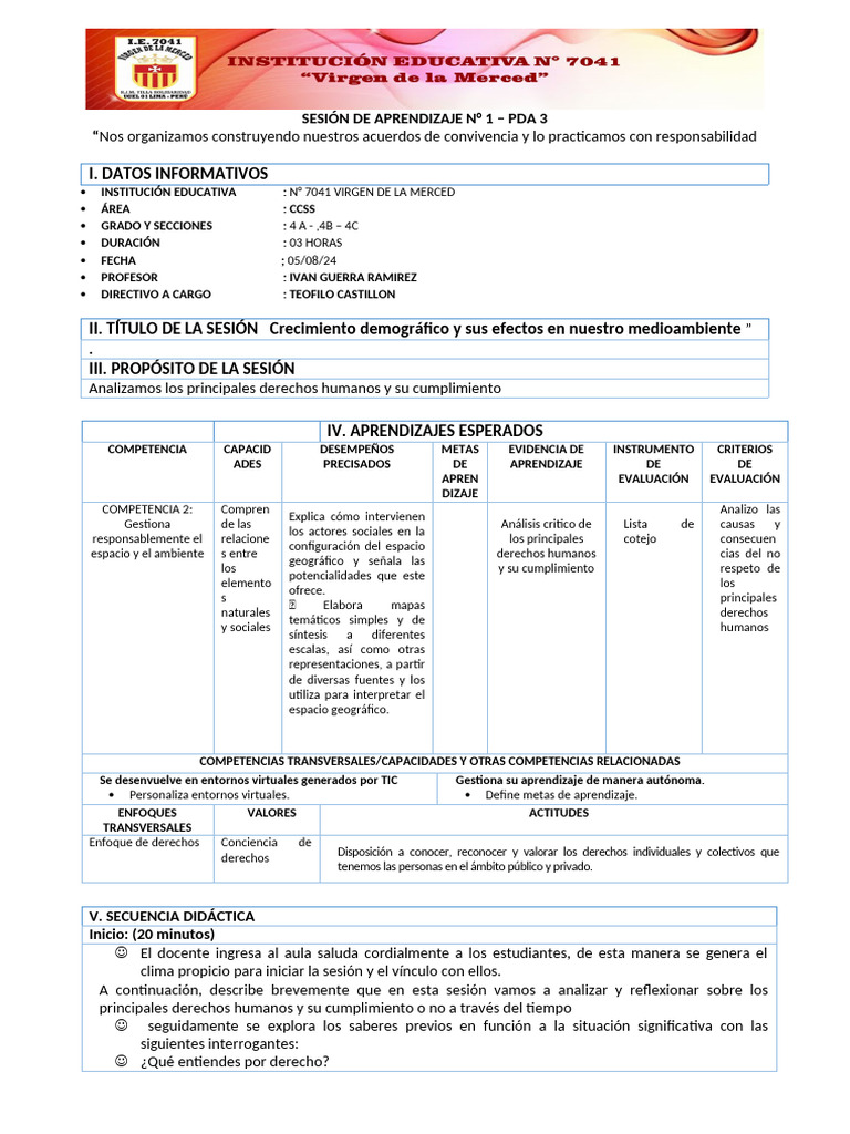 SESION 1 CCSS 4TO 3ER BIMESTRE | PDF | Aprendizaje