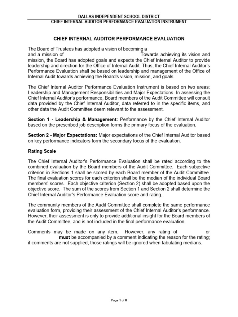 Chief Internal Auditor Performance Evaluation | PDF | Internal Audit ...