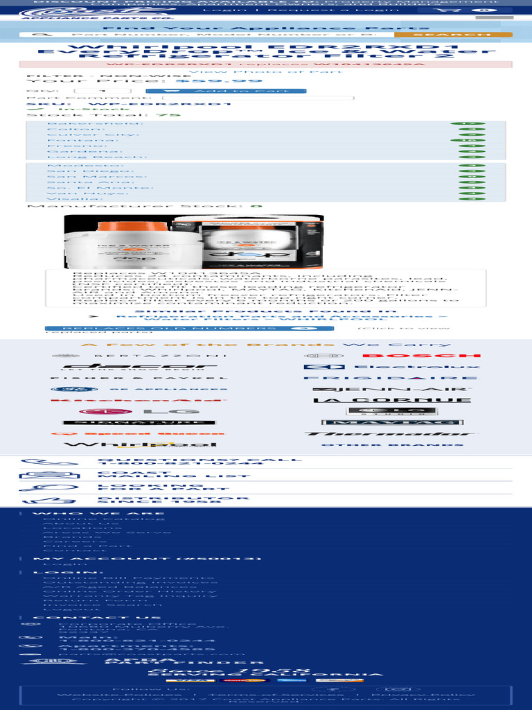 Whirlpool EDR2RXD1 EveryDrop™ Ice & Water Refrigerator Filter 2 Coast ...