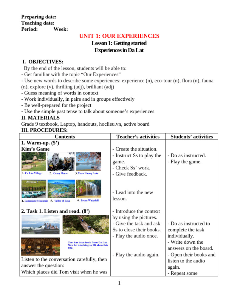 Lesson Plan 1 | PDF | Behavior Modification | Cognitive Science