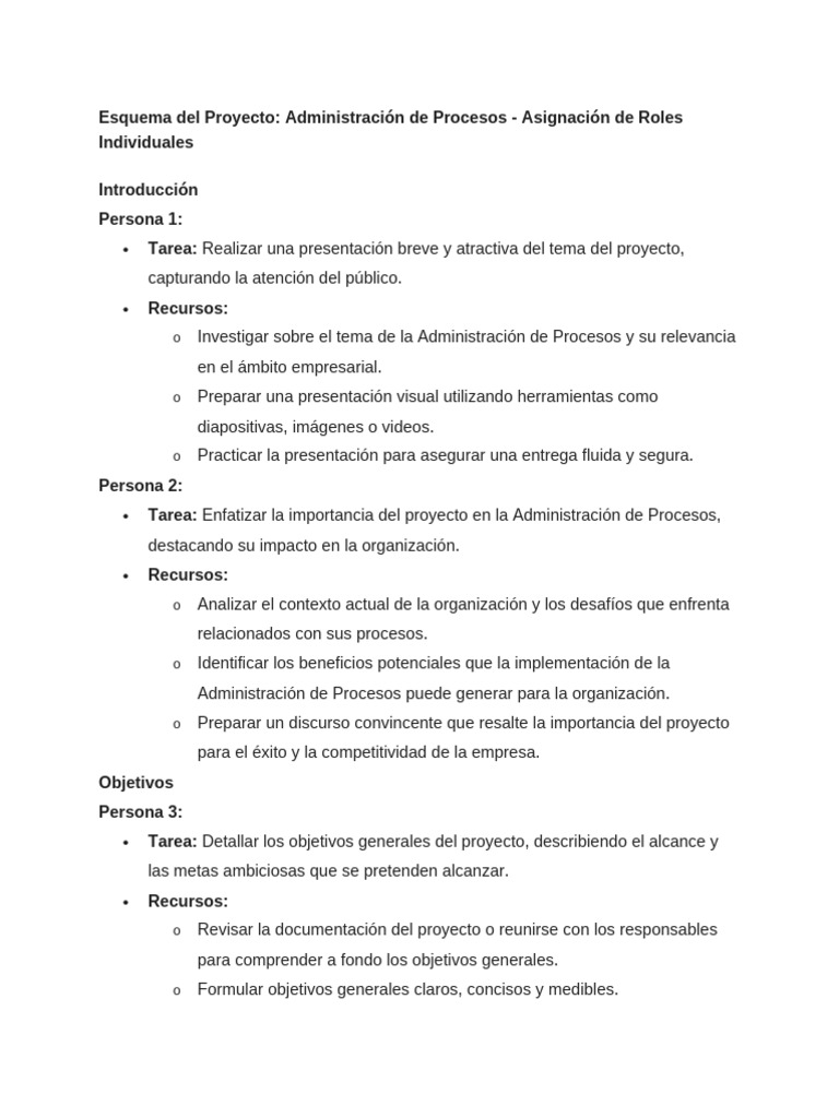 Esquema Del Proyecto Administración | PDF