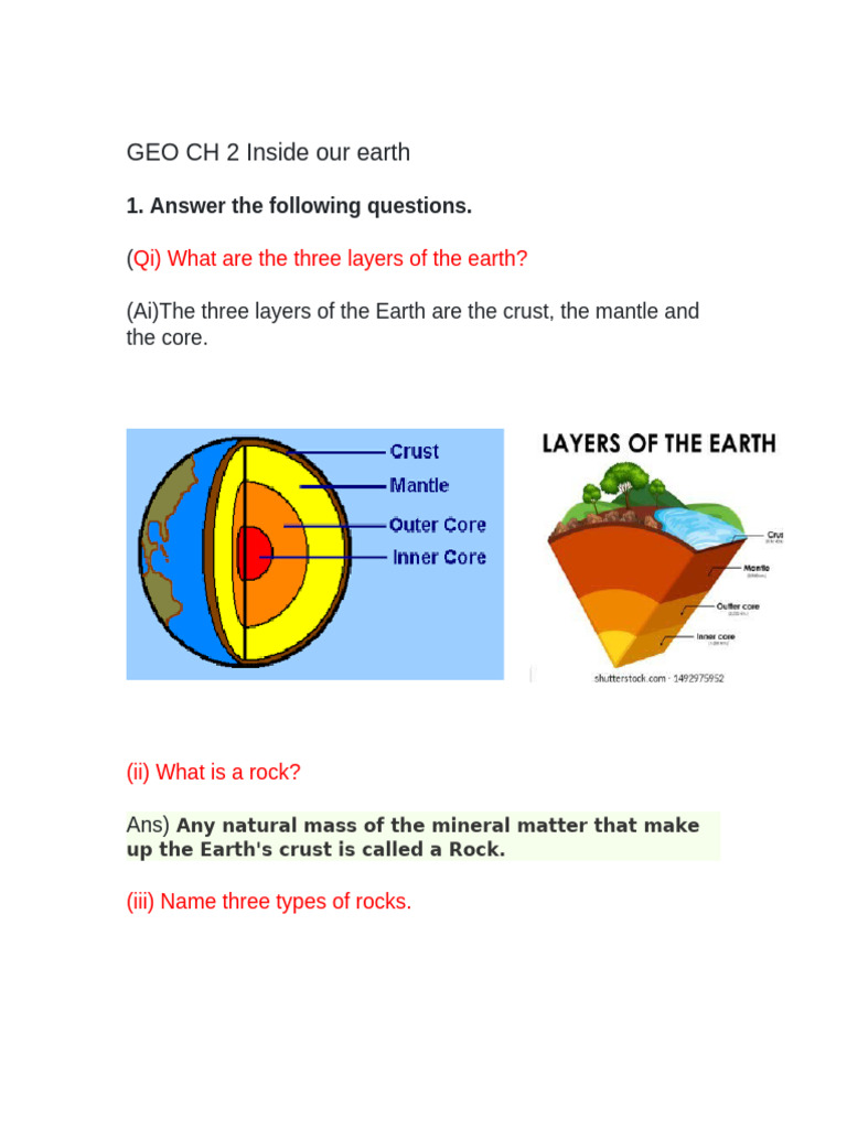 GEO CH 2 Inside Our Earth | PDF | Rock (Geology) | Igneous Rock