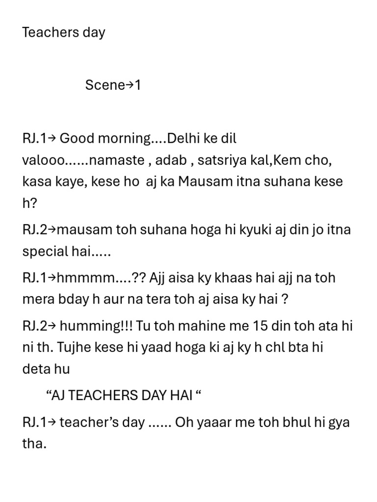 Teacher Day Script | PDF | Science