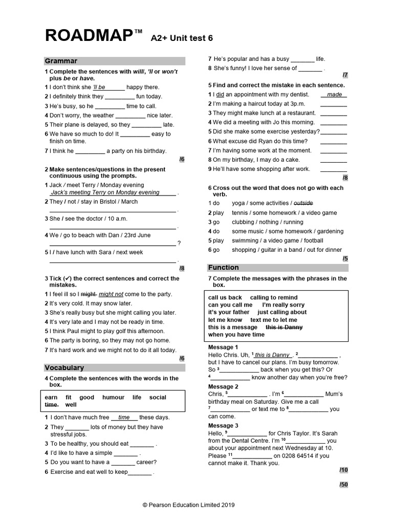 Unit Test 6 Roadmap A2 Pdf Pdf