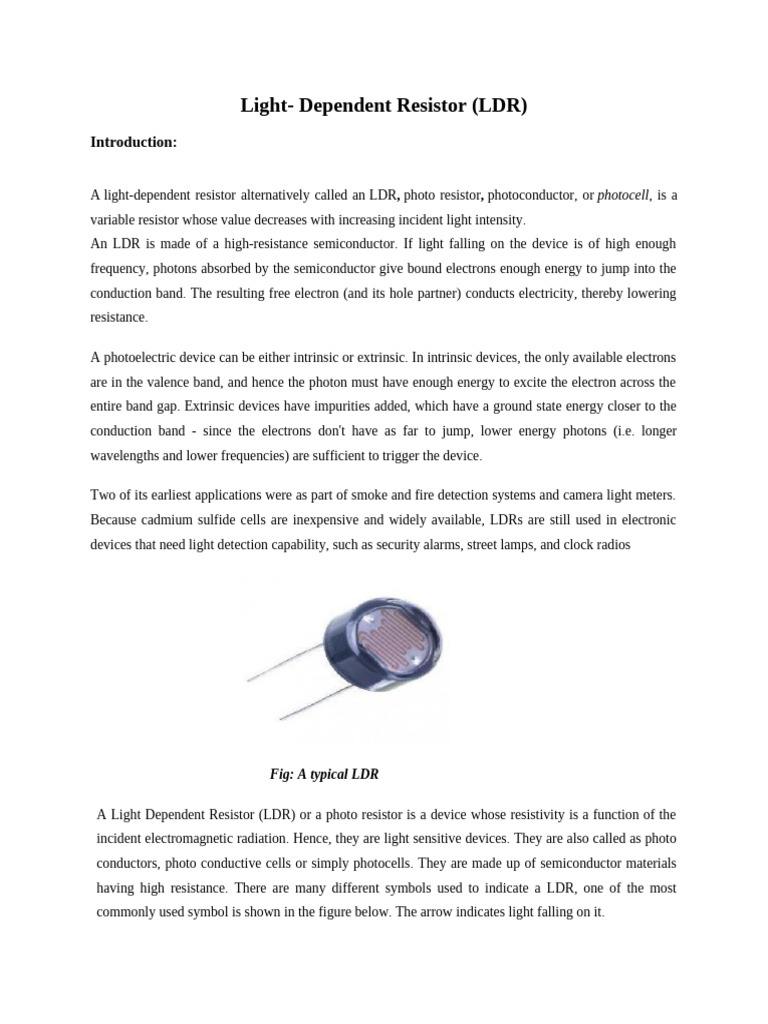 LDR Sensor | PDF | Physical Quantities | Electrical Components