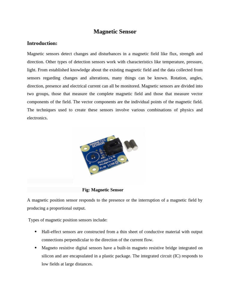 Magnetic Sensor | PDF | Magnetometer | Sensor