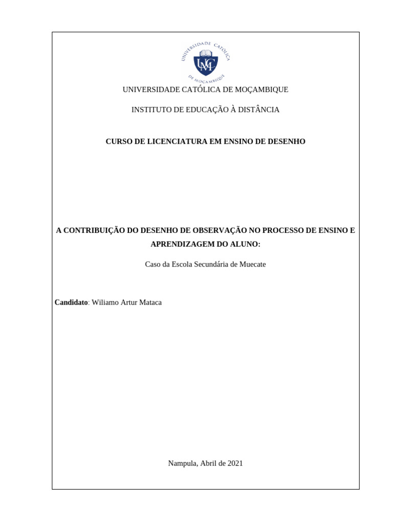 Desenho de Observação no Ensino em Muecate | PDF | Método científico ...