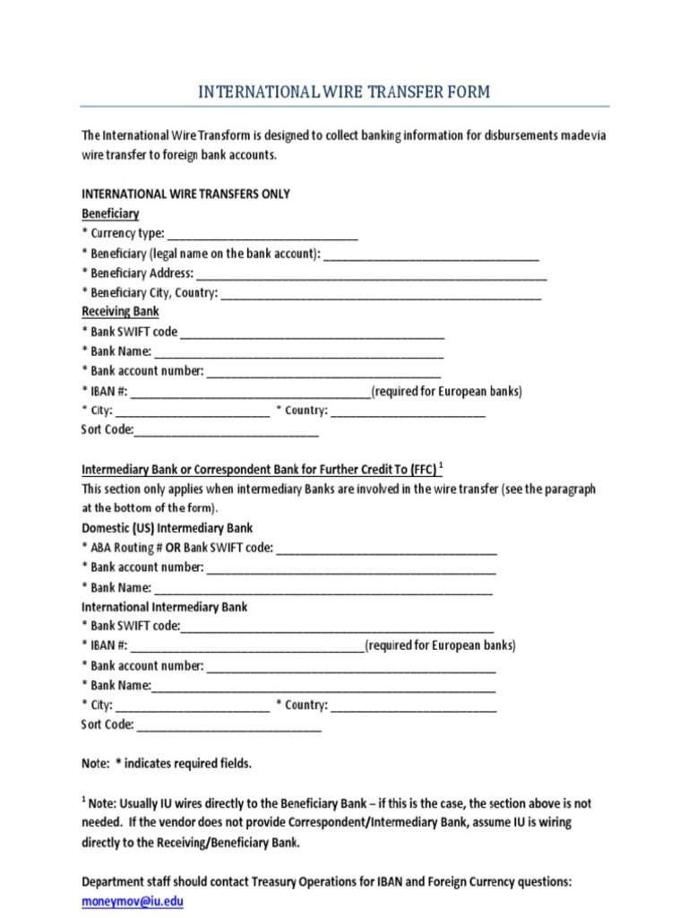 International Bank Transfer Form | PDF