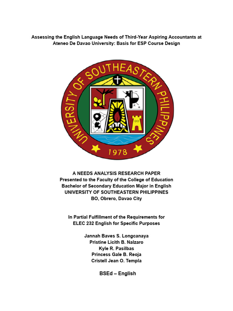 Pasilbas, Nalzaro, Reoja, Longcanaya, Templa - Needs Analysis. | PDF | Reading Comprehension ...