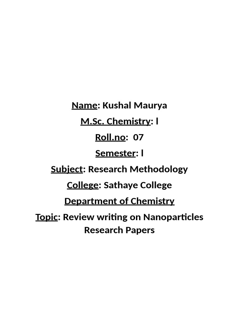 Research Methodology Practical | PDF | Catalysis | Methodology