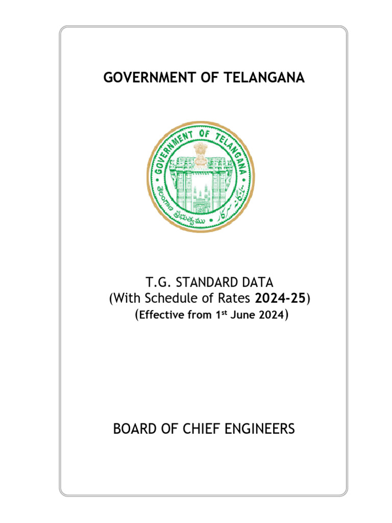 Telangana Standard Data-2024-25-21.06.2024 | PDF | Concrete | Construction Aggregate