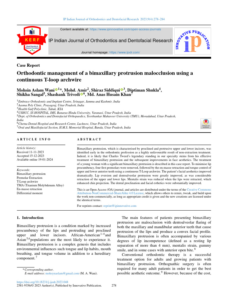 Orthodontic Management of A Bimaxillary Protrusion Malocclusion Using A ...