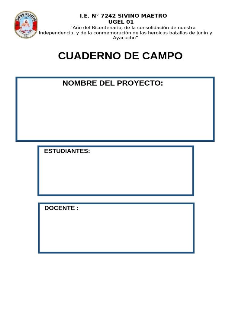 Modelo Cuaderno de Campo 2024 | PDF