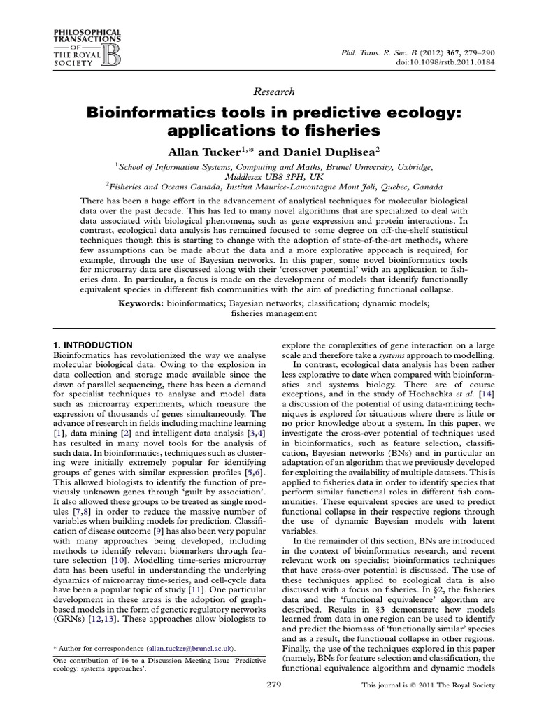 Tucker Et Al 2012 Bioinformatics Tools in Predictive Ecology ...