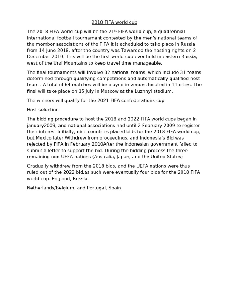 2018 FIFA World Cup | PDF | Fifa World Cup | Sports